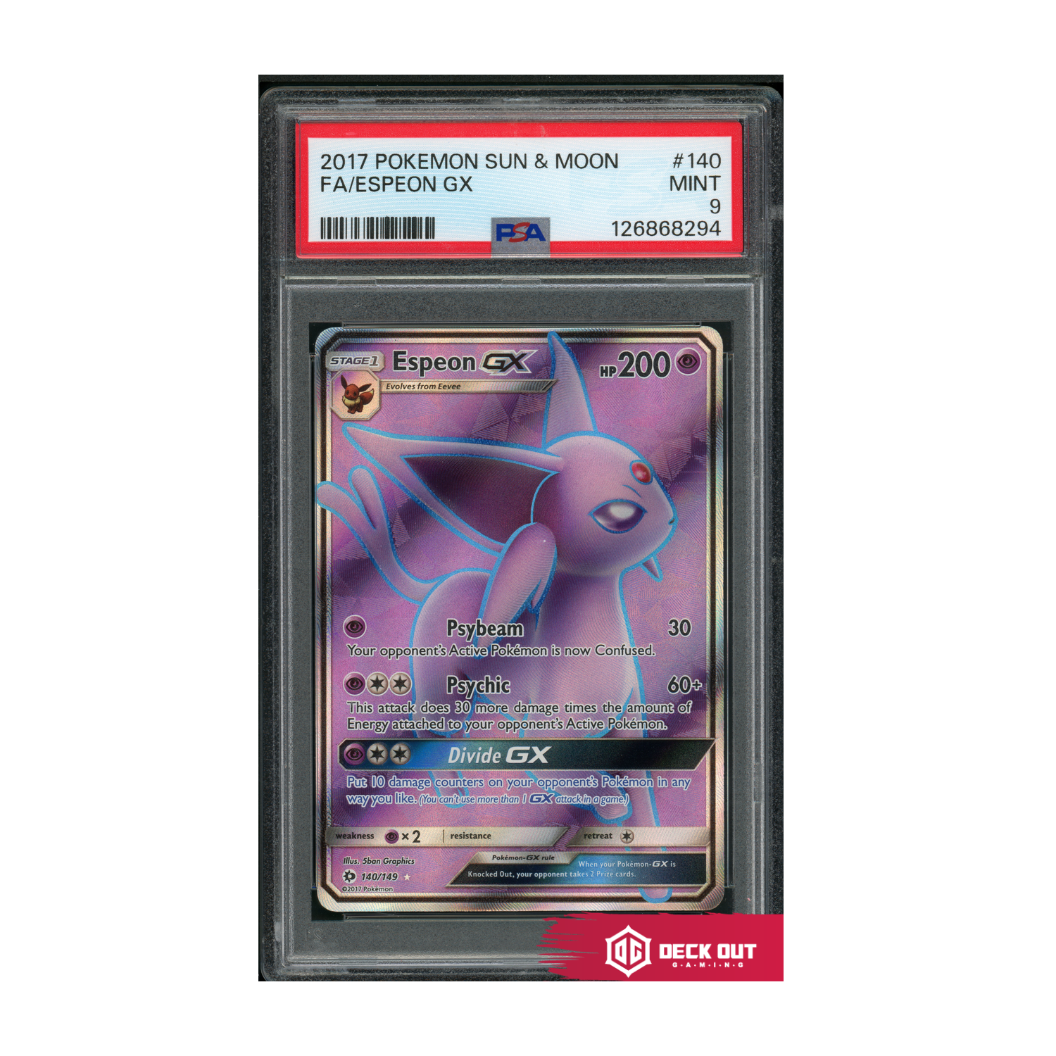 Espeon GX FA - 2017 Pokemon Sun & Moon - 140 - PSA 9 - 126868294