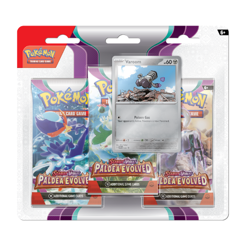 Pokemon SV Paldea Evolved 3-Pack Blister - Varoom | Deck Out Gaming
